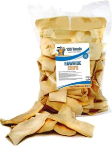 123 treats natural rawhide chips smoked flavor – (5 pounds) natural beef rawhide chips for dogs, long-lasting chews for dogs, helps to promote dental health, rawhide chews for medium to large dogs