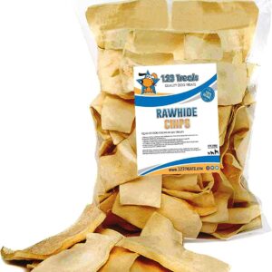 123 Treats Natural Rawhide Chips Smoked Flavor – (5 Pounds) Natural Beef Rawhide Chips for Dogs, Long-Lasting Chews for Dogs, Helps to Promote Dental Health, Rawhide Chews for Medium to Large Dogs