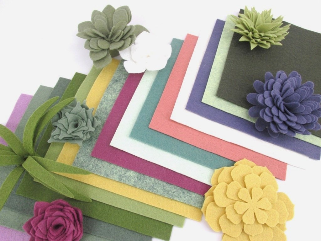 15 Succulent Colors 9x12 inches Merino Wool Blend Felt Sheets Collection - OTR felt