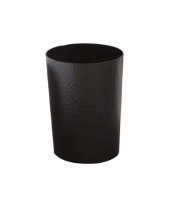 bath bliss hammered design waste bin | 1 pack | round open top | 10 liter | bathroom trash can | kitchen | office | bedroom | textured plastic | wastebasket | black