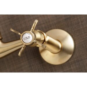 Kingston Brass KS3227BEX 6-Inch Adjustable Center Wall Mount Kitchen Faucet, Brushed Brass