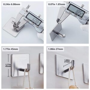 NOVEMBER SPRING Hooks for Hanging Kitchen Bathroom Adhesive Towel Hooks Pot Holder Pan Hanger Towel Hooks Coat Hanger 304 Stainless Steel Heavy Duty 11 lb 5KG Waterproof Wall Hooks 4 Pack