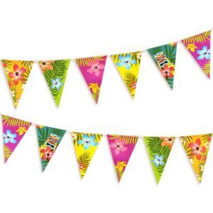 fepito 2 pack hawaiian bunting banners luau tropical bunting 6 meters for summer luau tiki beach party decorations