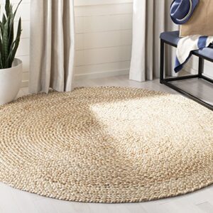 safavieh natural fiber round collection 4' round ivory nf804b handmade boho charm braided jute area rug