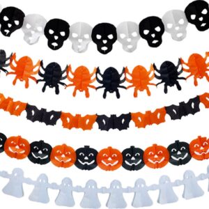 artfen 5 pcs halloween paper garlands bunting banners flags door wall window hanging decoration ornaments home office hotel party scene decoration supplies