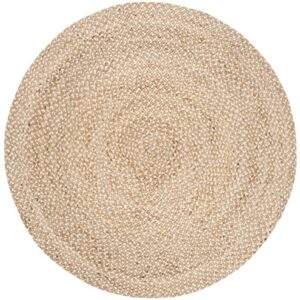 SAFAVIEH Natural Fiber Round Collection 4' Round Ivory NF804B Handmade Boho Charm Braided Jute Area Rug