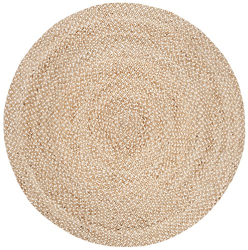 SAFAVIEH Natural Fiber Round Collection 4' Round Ivory NF804B Handmade Boho Charm Braided Jute Area Rug