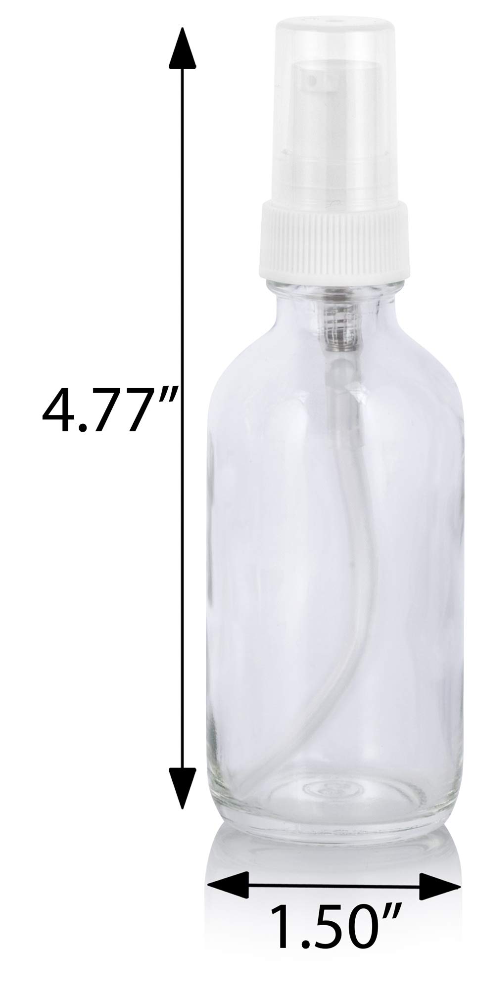 JUVITUS 2 oz / 60 ml Clear Glass Boston Round White Treatment Pump Bottle (24 pack) + Funnel