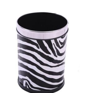 MYtodo Creative 12L Straight Barrel Wastebasket lidless Hotel Bathroom Plastic Trash can (Zebra Pattern)