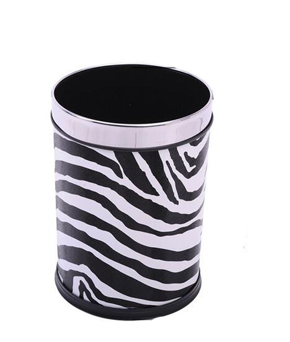 MYtodo Creative 12L Straight Barrel Wastebasket lidless Hotel Bathroom Plastic Trash can (Zebra Pattern)