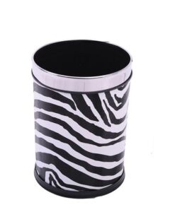 mytodo creative 12l straight barrel wastebasket lidless hotel bathroom plastic trash can (zebra pattern)