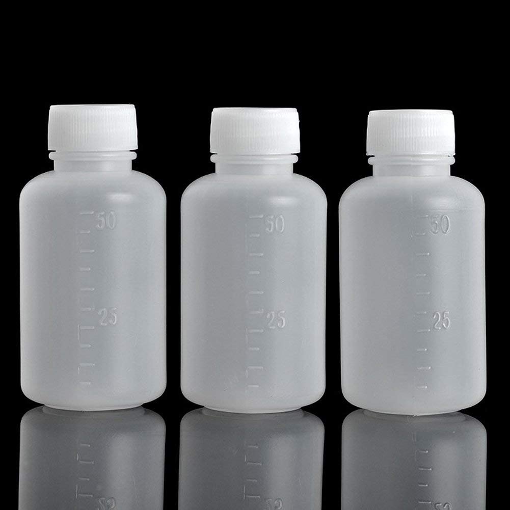 GDGY 40pcs 50ml 1.7OZ PE Plastic Empty Small Mouth Graduated Lab Chemical Container Reagent Bottle Sample Sealing Liquid Medicine Bottle (40pcs 50ml, 1.69)