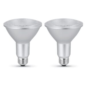 feit electric led par30l bulbs, 75w equivalent, dimmable, 3000k bright white, 750 lumens, 22 year lifetime, e26 base, par30 flood lights, spotlight bulb,weatherproof, 2 pack, par30ldm/930ca/2