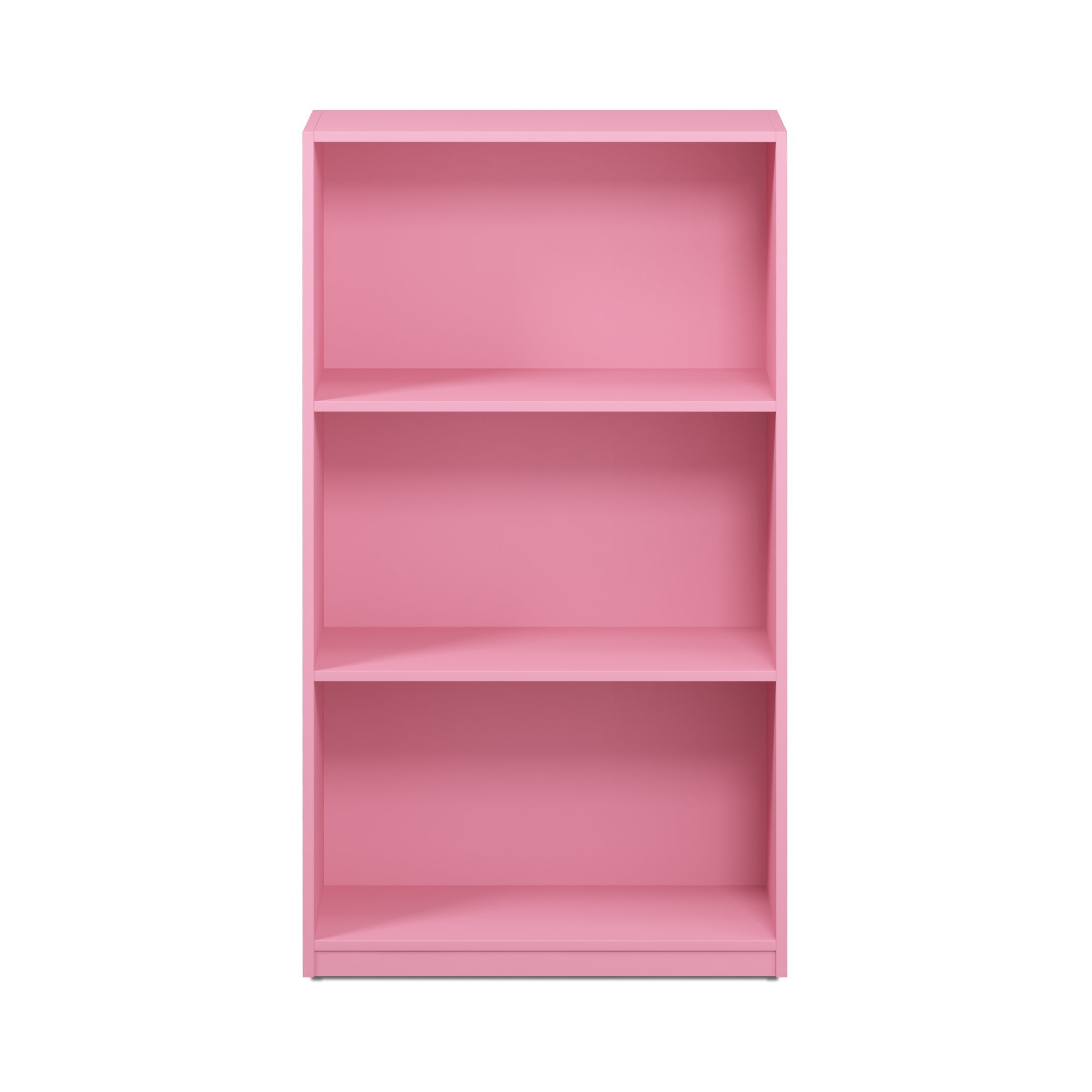 FURINNO Basic 3-Tier Bookcase Storage Shelves, Pink