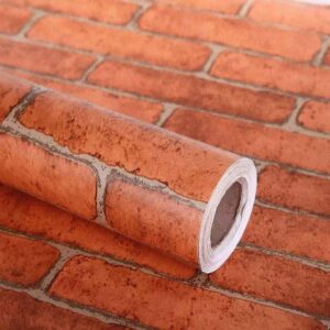 lependor 17.71" x 118" decorative wallpaper self-adhesive wallpaper red brick printed stick paper easy to apply peel and stick wallpaper - 17.71" x 9.8ft