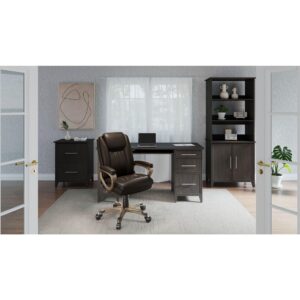 Realspace Tresswell Bonded Leather High-Back Chair, Brown/Champagne