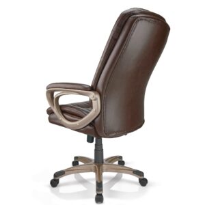 Realspace Tresswell Bonded Leather High-Back Chair, Brown/Champagne