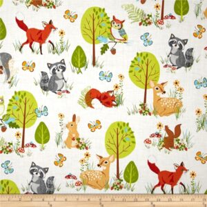 kaufman forest fellow raccoons wild, fabric by the yard