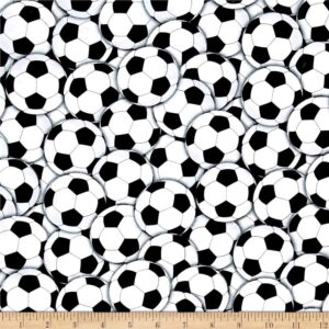 timeless treasures packed soccer balls white, fabric by the yard