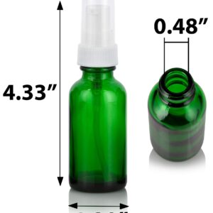 JUVITUS 1 oz / 30 ml Green Glass Boston Round Bottle with White Treatment Pump (24 pack) + Funnel