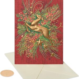 Papyrus Holiday Cards Boxed with Envelopes, Warm Wishes, Gold Reindeer (12-Count)