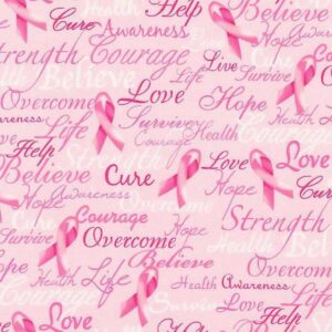 Timeless Treasures Ribbons of Hope, Pink