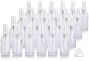 juvitus 2 oz / 60 ml clear glass boston round white treatment pump bottle (24 pack) + funnel