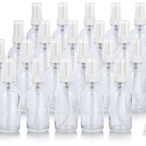 JUVITUS 2 oz / 60 ml Clear Glass Boston Round White Treatment Pump Bottle (24 pack) + Funnel