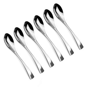 jankng 8 inches 18/10 stainless steel dessert spoon, mirror finished silver, set of 6