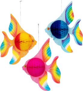 90shine 12pcs tropical fish party decorations supplies- under-the-sea/mermaid/luau/hawaiian/kids birthday table centerpiece