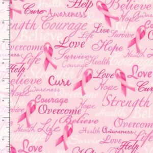 Timeless Treasures Ribbons of Hope, Pink