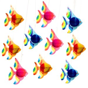 guasslee 10pcs tissue fish decoration - 10” tropical fish party decoration for fish/under the sea/mermaid/ocean/beach themed birthday party luau decorations