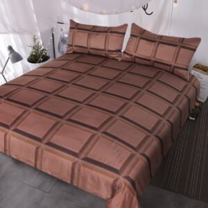 blessliving chocolate bar bedding 3 piece super soft funny bed sets 3d realistic giant chocolate duvet cover for boys girls (queen)