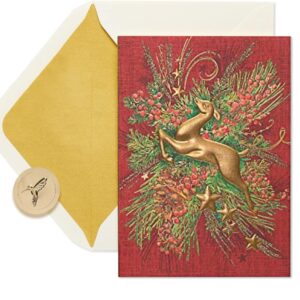 Papyrus Holiday Cards Boxed with Envelopes, Warm Wishes, Gold Reindeer (12-Count)