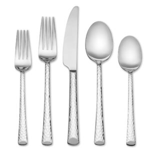 hampton forge vale hammered flatware set, 20 piece, silver