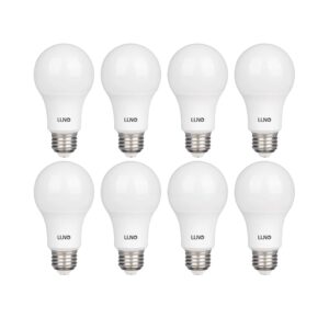 luno a19 non-dimmable led bulb, 6.0w (40w equivalent), 450 lumens, 5000k (daylight), medium base (e26), ul certified (8-pack)