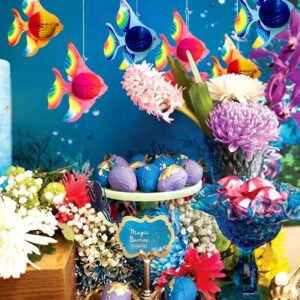 GuassLee 10pcs Tissue Fish Decoration - 10” Tropical Fish Party Decoration for Fish/Under The Sea/Mermaid/Ocean/Beach Themed Birthday Party Luau Decorations