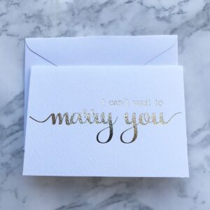 MAGJUCHE I Can't Wait to Marry You Wedding Day Card, to Your Bride or Groom, Gold Foil Notecard Love Note Before I Do