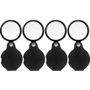 hestya 8 pack 10x mini magnifying glass folding pocket magnifier glass loupe with black rotating protective holster for reading newspaper, book, magazine, science, hobby, jewelry