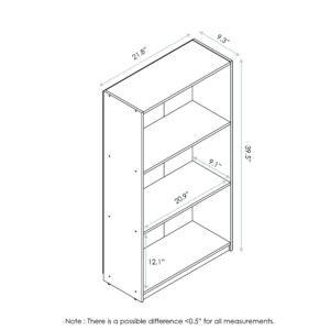 FURINNO Basic 3-Tier Bookcase Storage Shelves, Pink