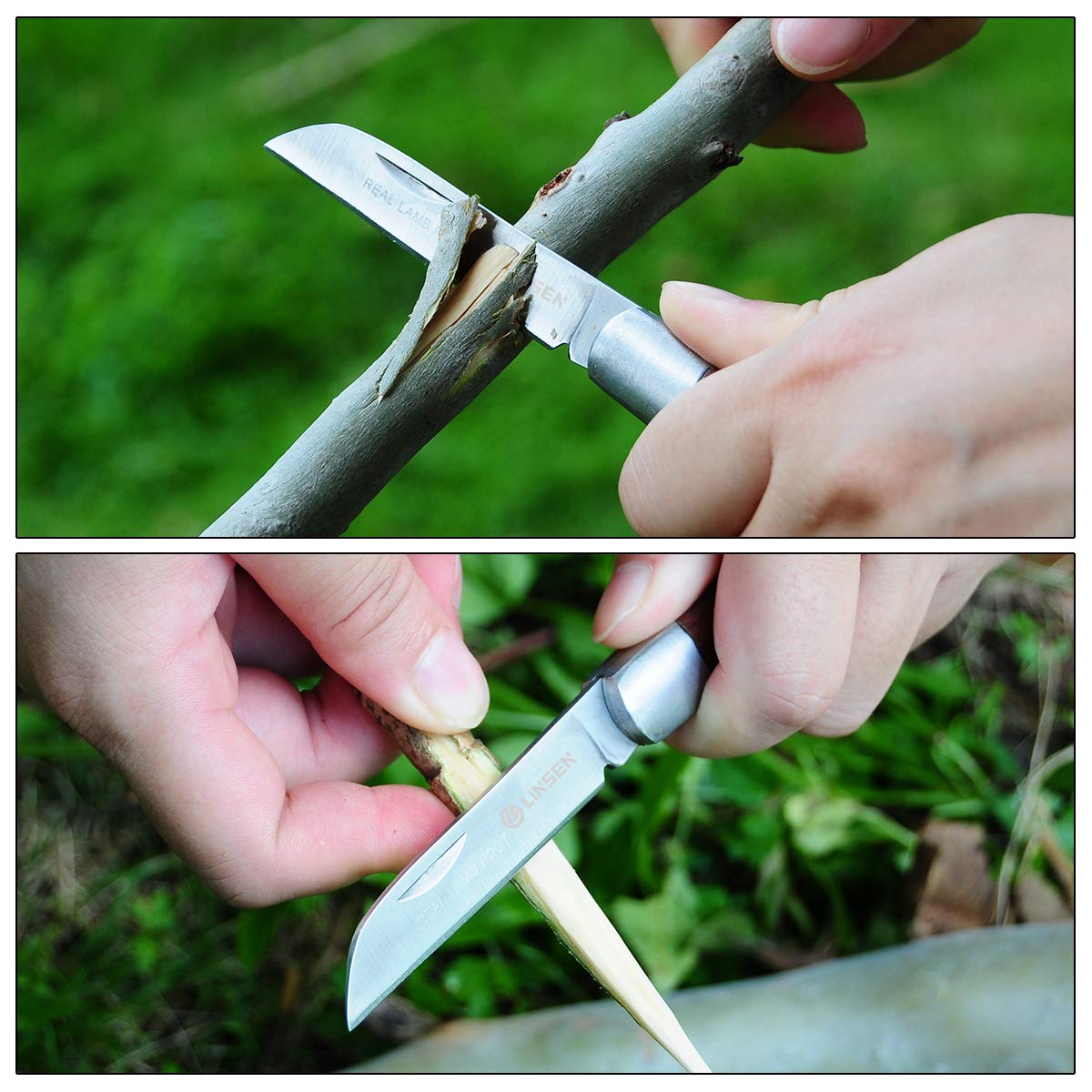 Linsen-outdoor Pruning Knife,Grafting knife, Stainless Steel Garden Budding Knife, Folding Pocket Knife For Grafting Multi Cutting Tool, Weed Bushes Branches Mushroom Diggig Knife