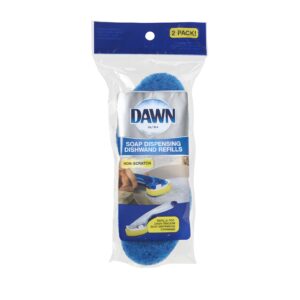 dawn refill for no-drip fillable dishwand non-scratch, pack of 2, blue, 2 count