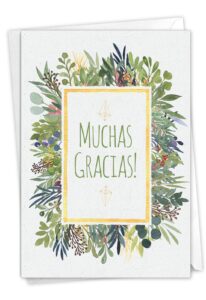 nobleworks - 1 spanish thank you card with envelope - espanol gratitude stationery greeting - muchas gracias c6649tyg-sl