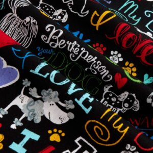 Timeless Treasures I Love My Dog Words Black, Quilting Fabric by the Yard