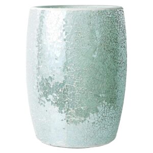 whole housewares mosaic wastebasket - glass decoration bathroom trash can - shiny finish bathroom accessory - 7.5" x 10" - turquoise