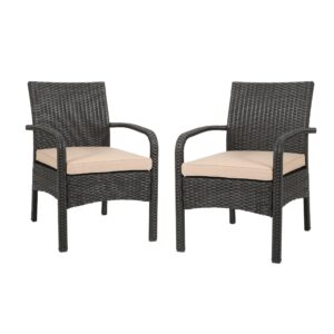 christopher knight home 305809 otto outdoor wicker club chair, brown and tan(set of 2)