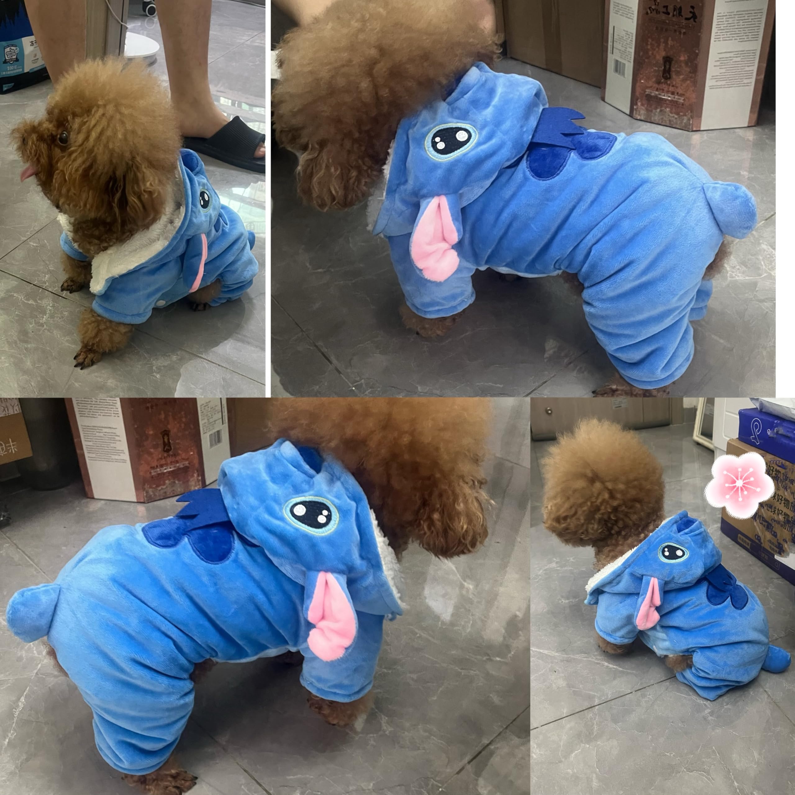 Nekewe Pet Costume Dog Hoodies Pet Xmas Pajamas Outfit, Pet Coat for Small Medium Large Dogs Cats Winter Cartoon Coat for Party Halloween Christmas