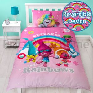 trolls dreams uk single/us twin duvet cover and pillowcase set