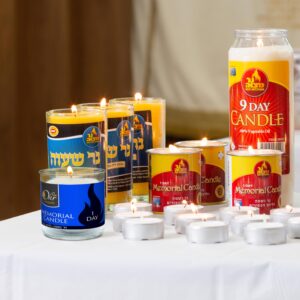 Ohr Candles Yahrzeit Memorial Candles - 1 Day Yahrzeit Candle - Yartzeit Candles 24 Hour Yom Kippur Jewish Candles in Glass Tumbler - 6 Pack