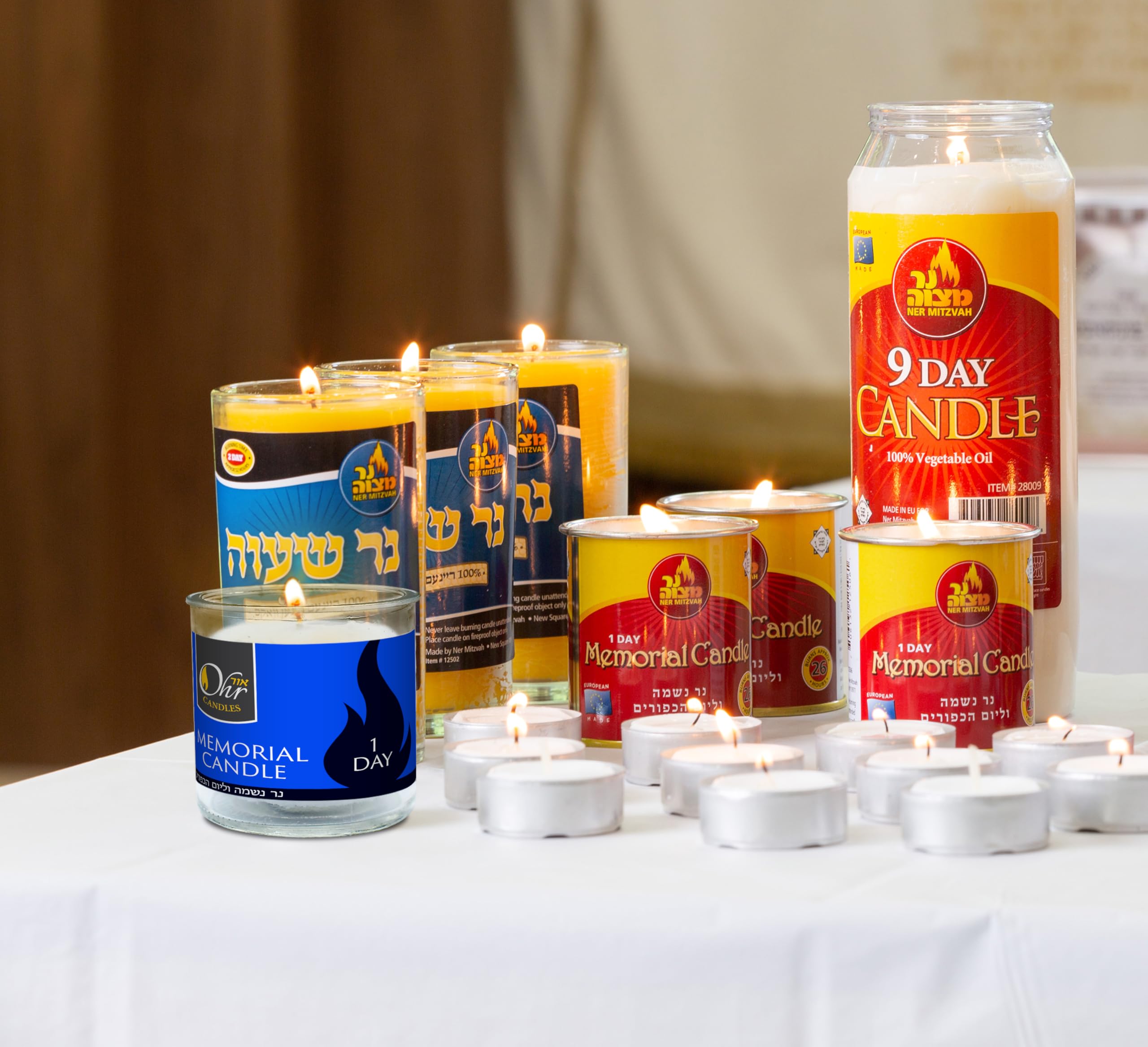 Ohr Candles Yahrzeit Memorial Candles - 1 Day Yahrzeit Candle - Yartzeit Candles 24 Hour Yom Kippur Jewish Candles in Glass Tumbler - 6 Pack